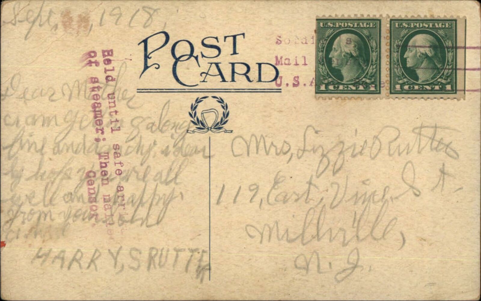 WWI US Army Propaganda Poem About Kaiser Held Until Safe Arrival of ...