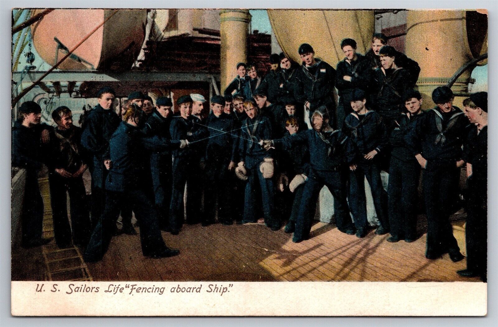 US Sailors Life Fencing Aboard Ship Navy Before WWI Early 1900's ...