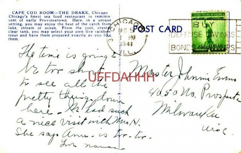 1941 CAPE COD ROOM - THE DRAKE, CHICAGO's finest sea food restaurant ...