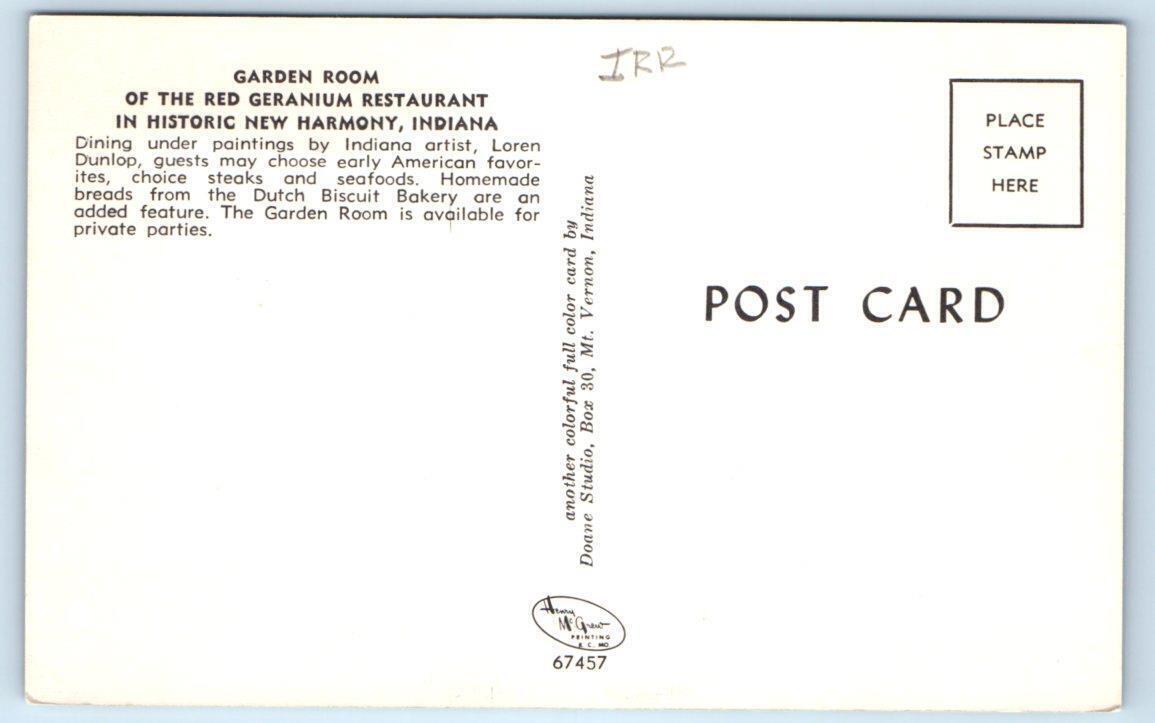 NEW HARMONY, IN Indiana ~ Roadside Garden Room RED GERANIUM RESTAURANT ...