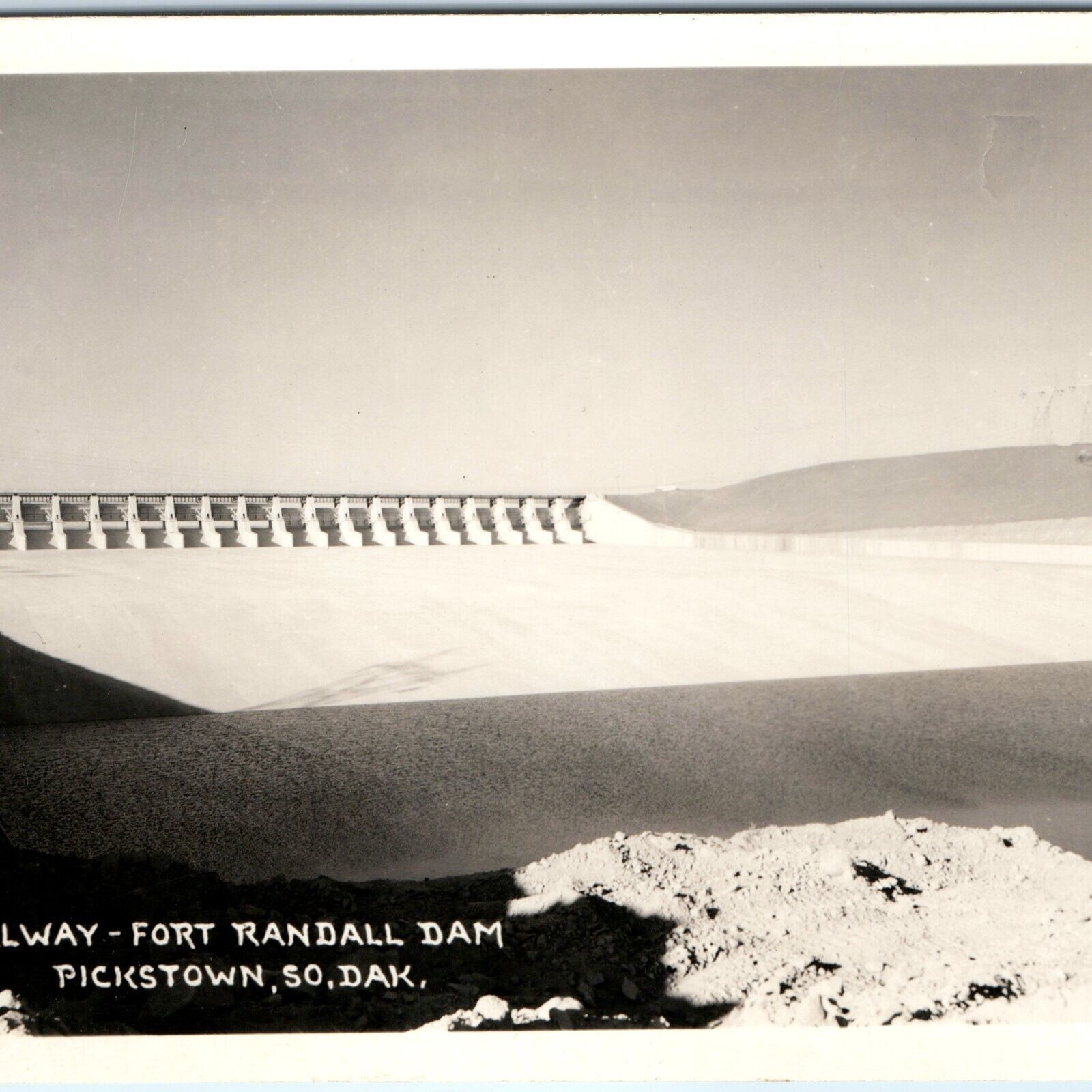 c1950s Pickstown, SD RPPC Fort Randall Dam Reservoir Lake Francis Case ...