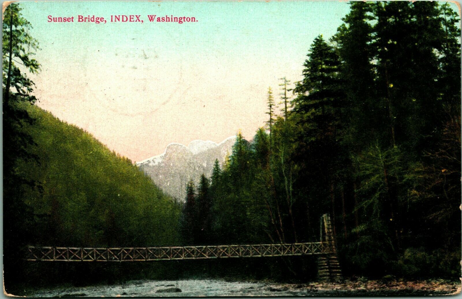 Sunset Wood Foot Bridge Index Washington WA 1911 DB Postcard | United ...