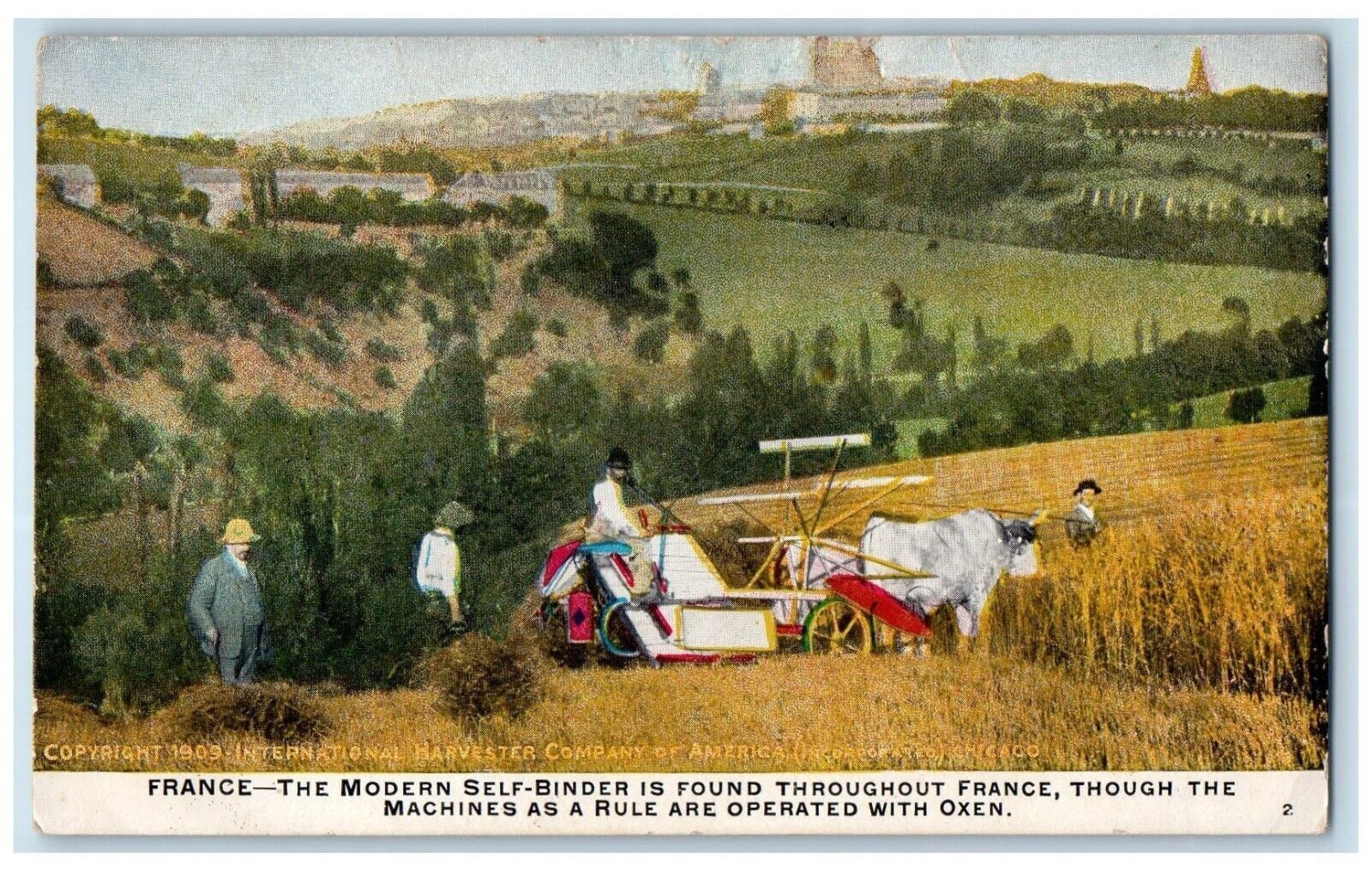 France Postcard Modern Self Binder Machines Operated Oxen Farming Wheat ...