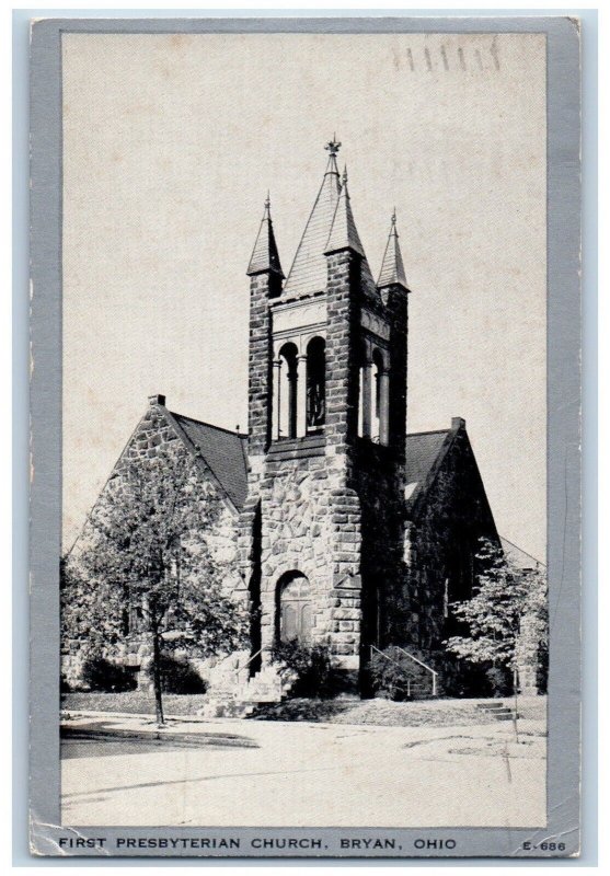 Bryan Ohio OH Postcard First Presbyterian Church Building Exterior 1947 ...