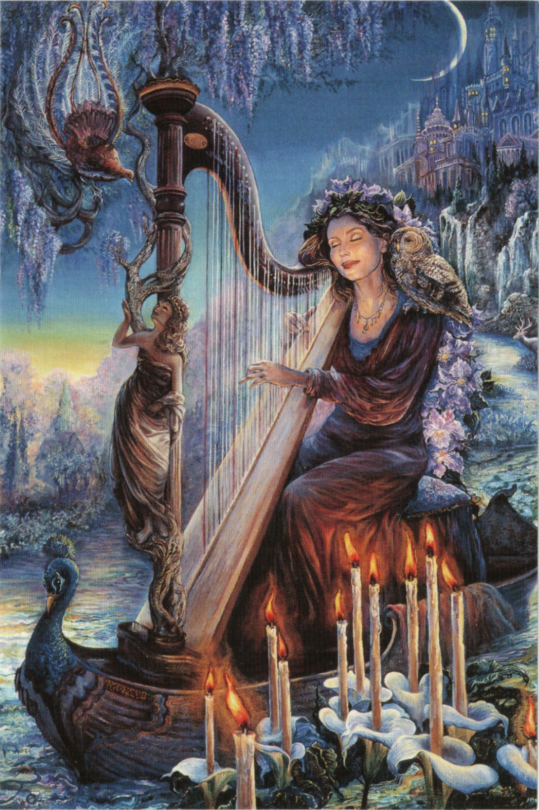 Woman playing the harp Fantasy art by Josephine Wall Russia Modern ...