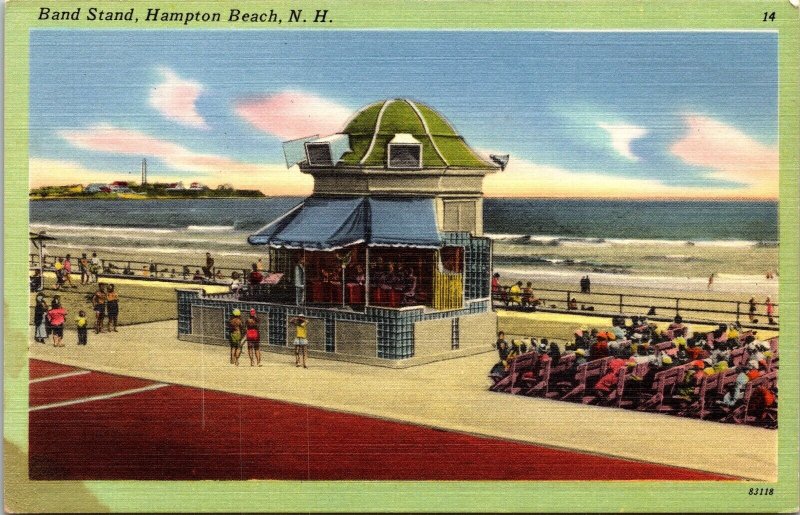 Band Stand Hampton Beach NH Linen Postcard Divided Back UNP Vintage ...