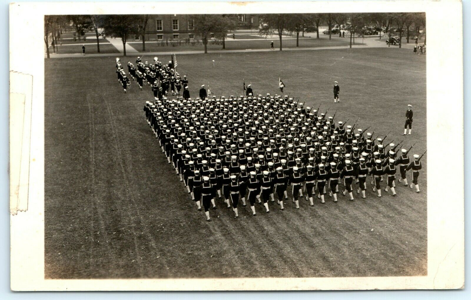 1940s US Naval Training Center Drill Formation RPPC Navy WWII USN Great ...