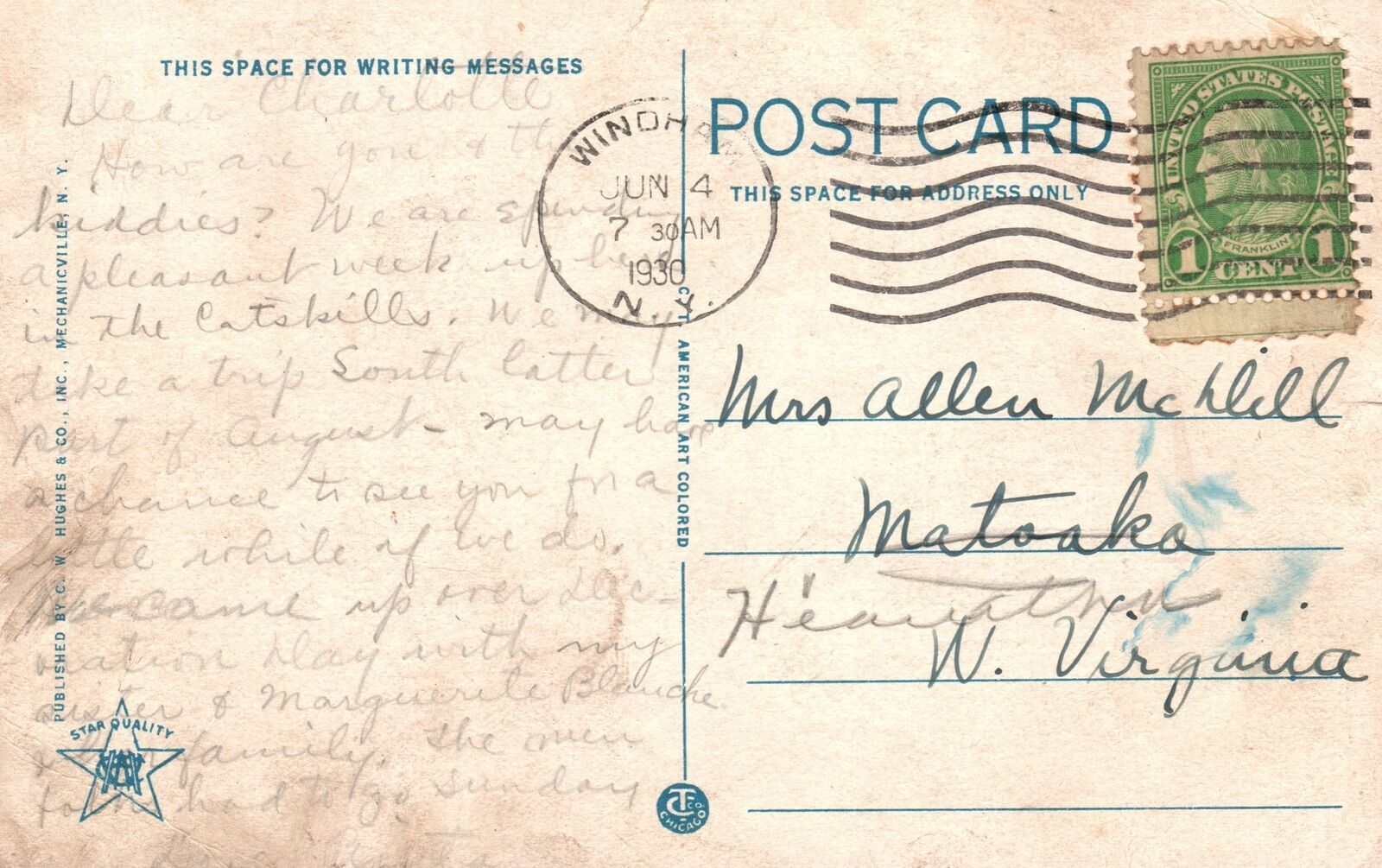 Postal antigua década de 1930 Rocky Cliff Rip van Winkle Trail las ...