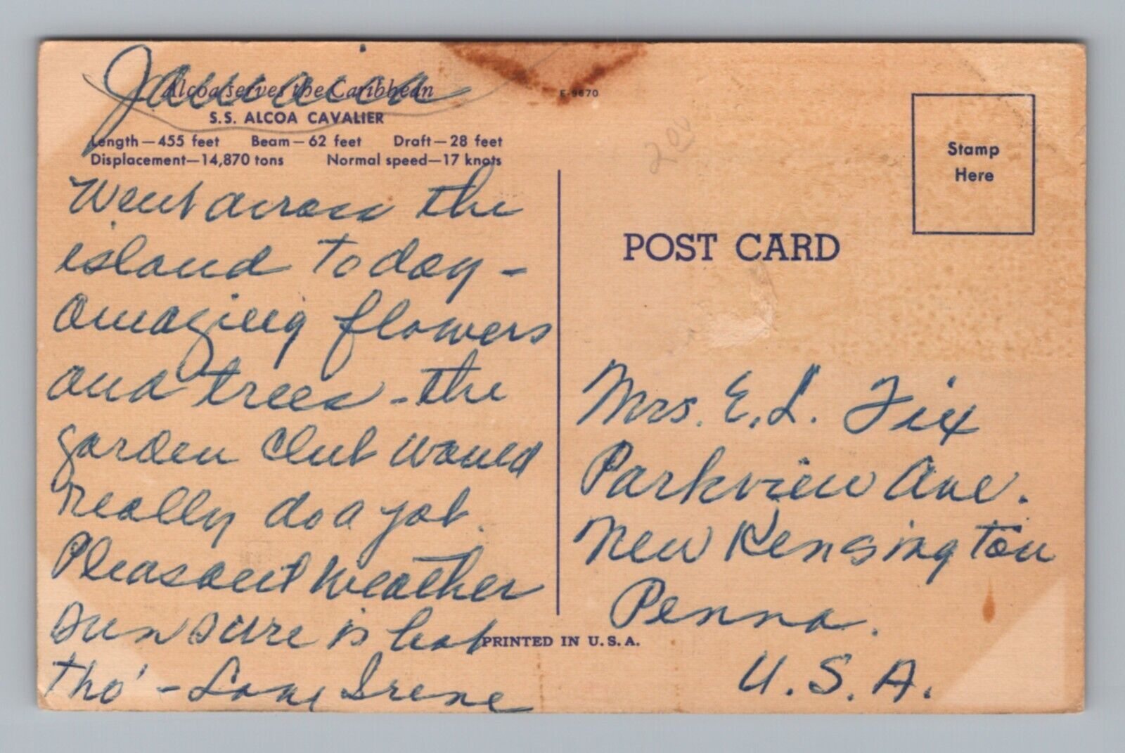 S.S. Alcoa Cavalier Ship Vintage Postcard | Other / Unsorted, Postcard ...