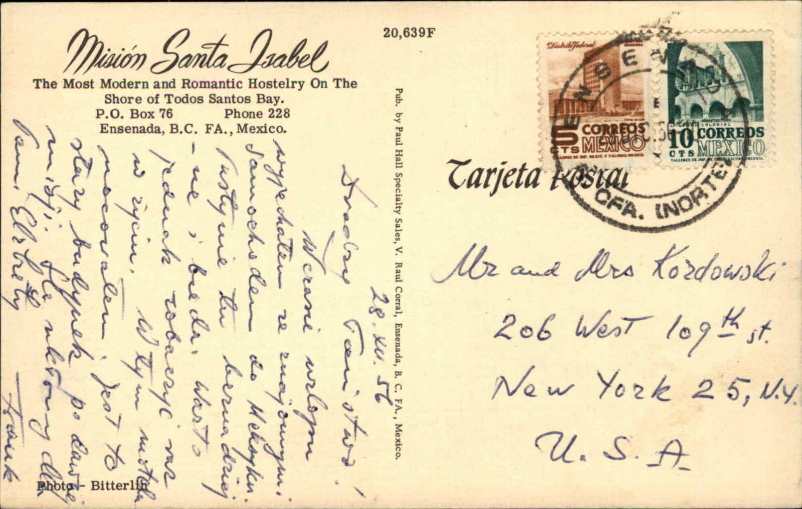 ENSENADA MEXICO Mission Santa Isabel Old LINEN Postcard | Latin & South ...