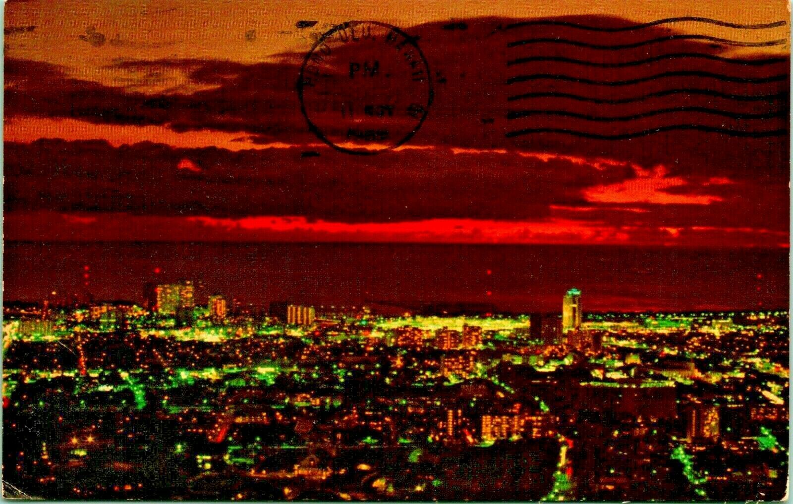 Honolulu in the Early Evening Honolulu Hawaii HI Chrome Postcard 1969 ...