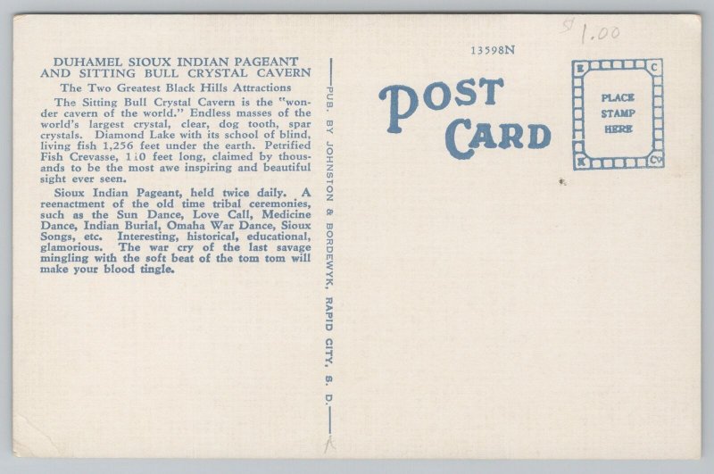 SD~Duhamel Sioux Indian Pageant & Sitting Bull Crystal Cavern~Vintage ...