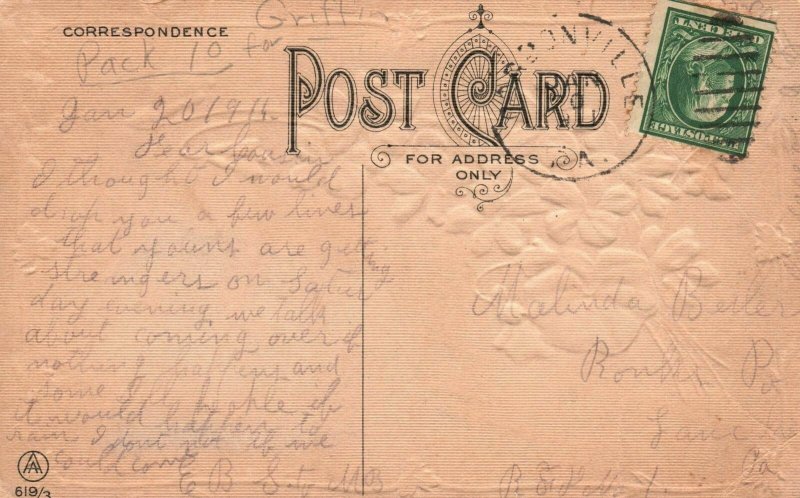 Vintage Postcard Best Wishes Greetings Open Book Beautiful Blue Flowers ...