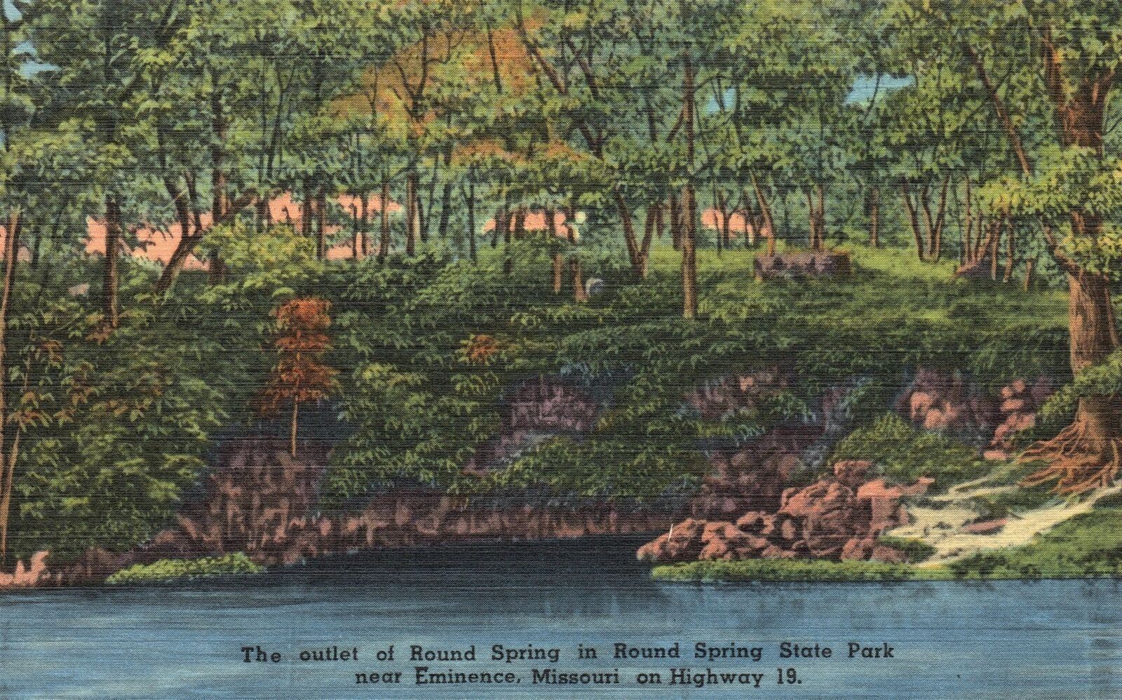 Vintage Postcard The Outlet Of Round Spring State Park Near Eminence ...