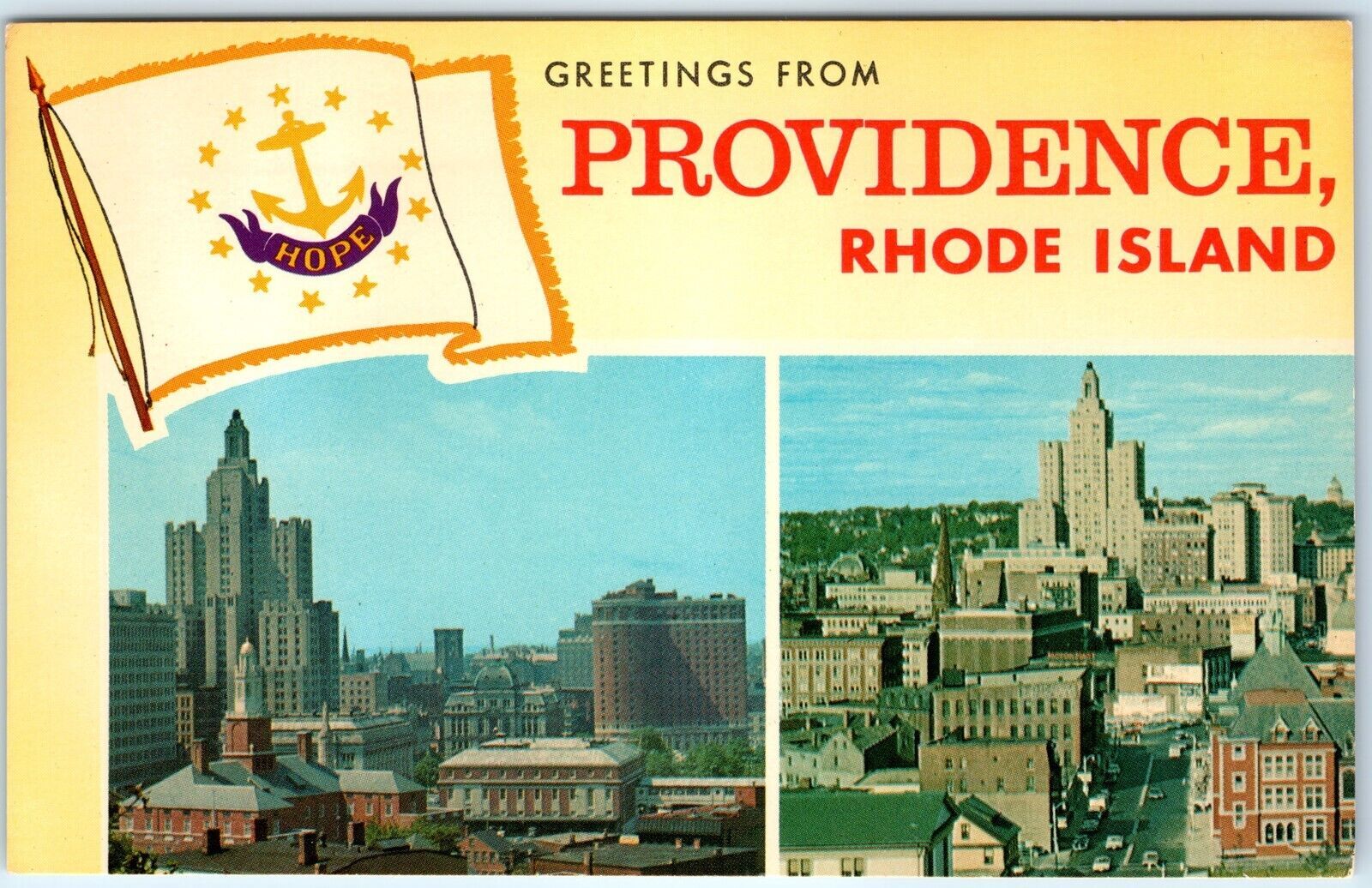 c1960s Providence, RI Greetings from Downtown Industrial Bank Map ...