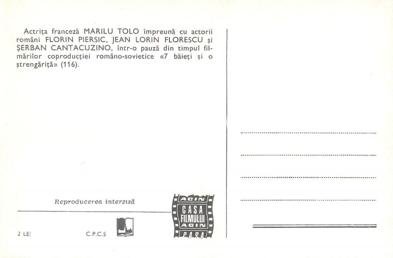 Actors Marilu Tolo, Florin Piersic, Jean Lorin Florescu, Serban ...