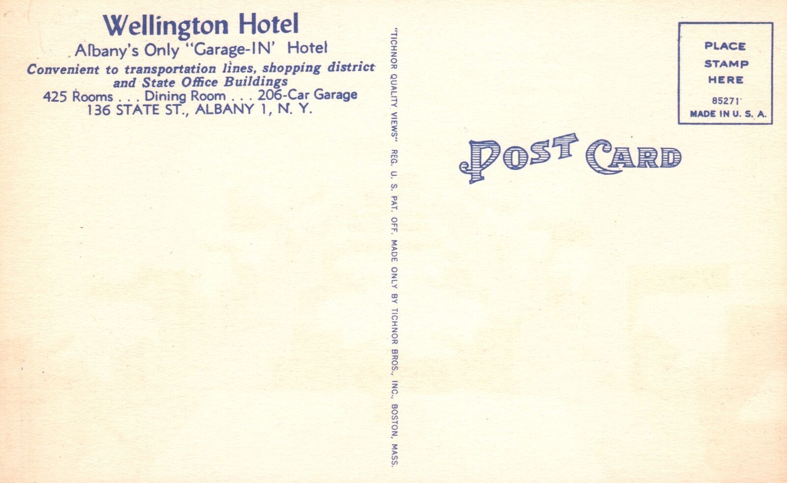 Vintage Postcard Hotel Willington Garage-In Office Buildings Albany New ...