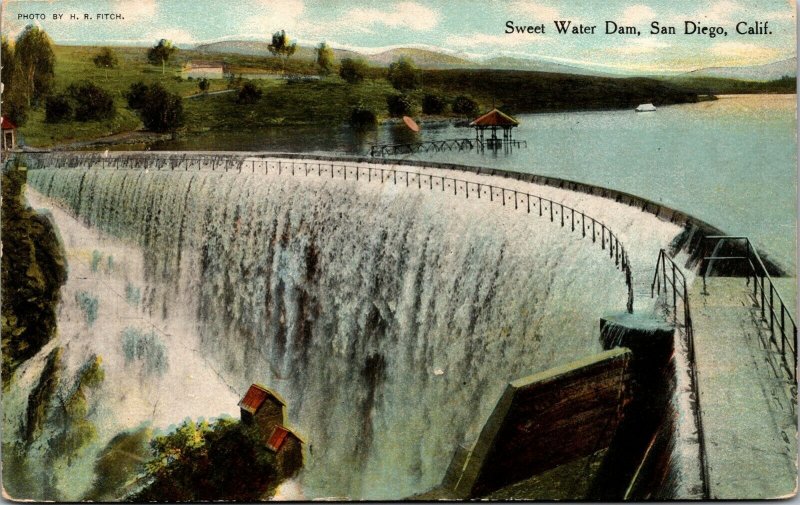 Vtg San Diego California CA Sweet Water Dam 1910s Postcard | United ...