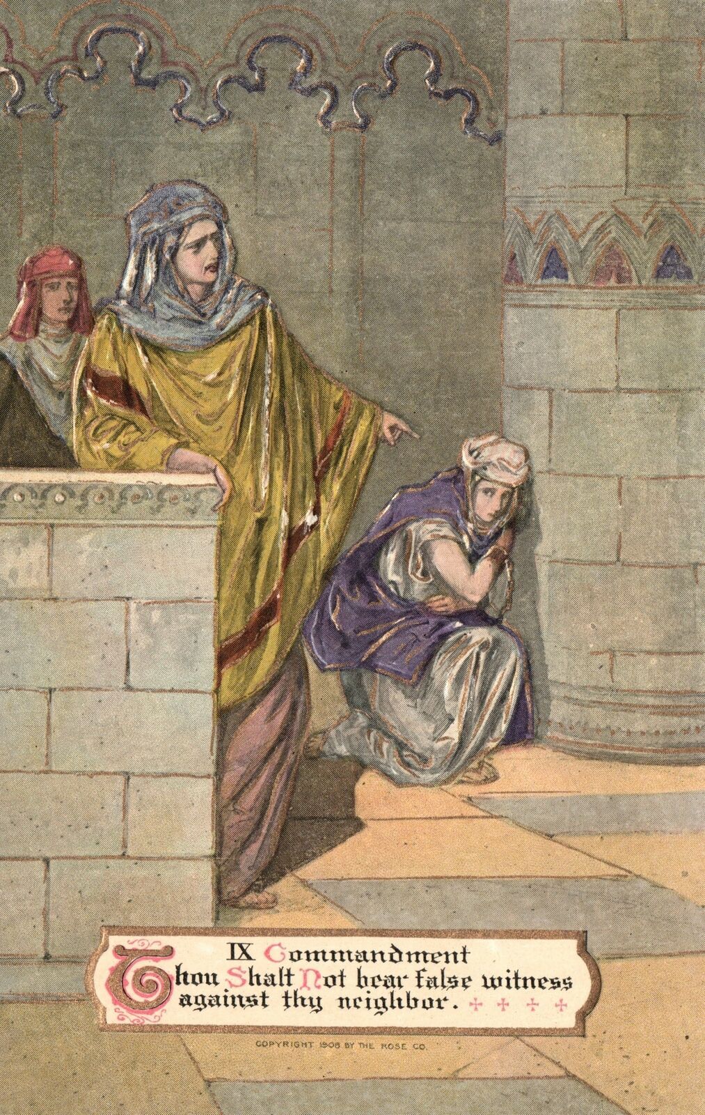 Vintage Postcard 1910's IX Commandment Thou Shalt Not Bear False ...