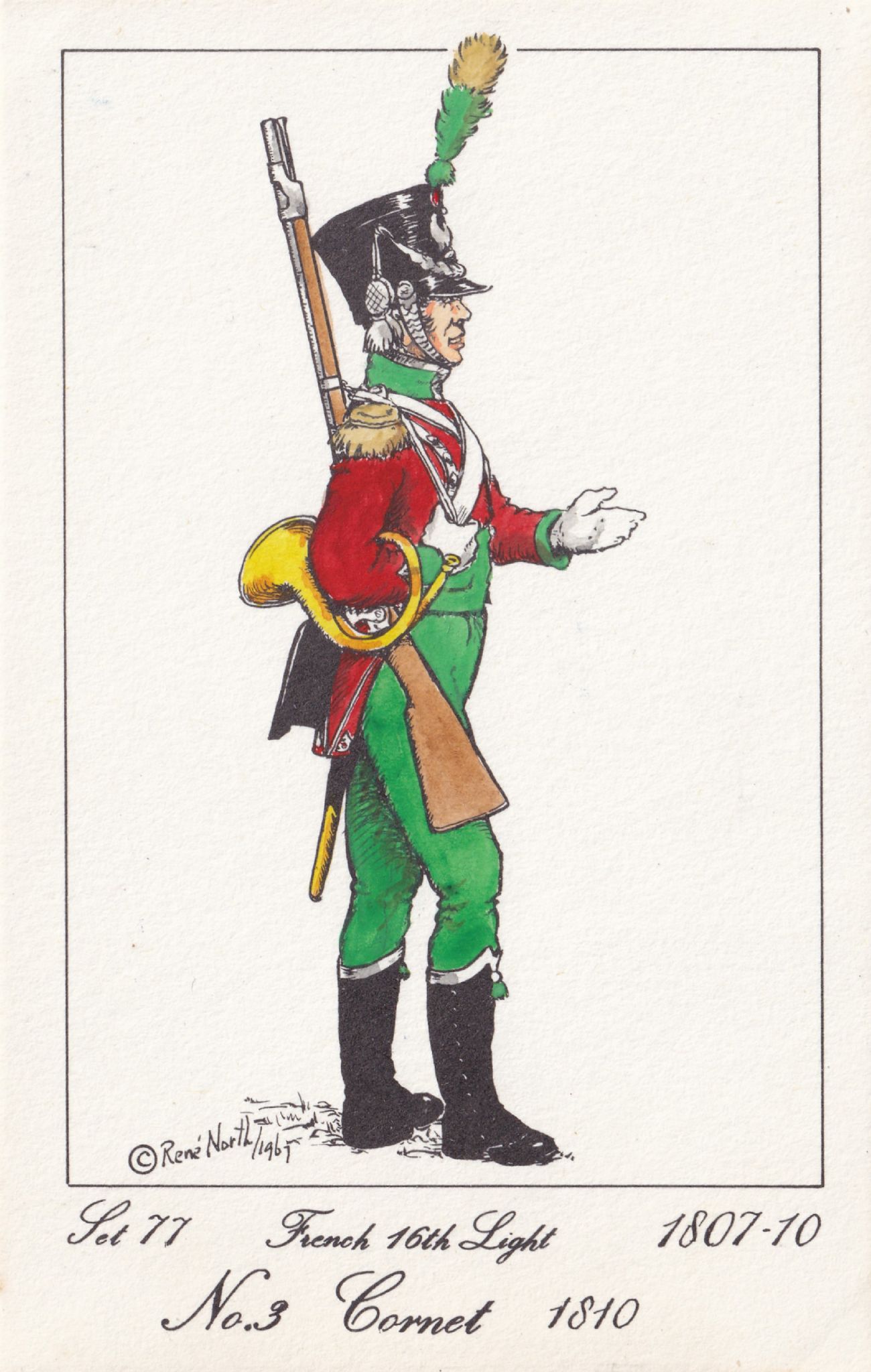 French Cornet Soldier 1810 16th Light Infantry Napoleonic War Uniform ...