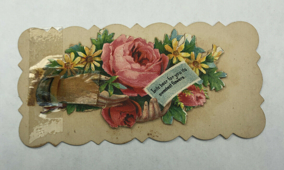 Victorian Die Cut Scrap Hidden Name LINDQUIST Calling Cards Happy Life ...