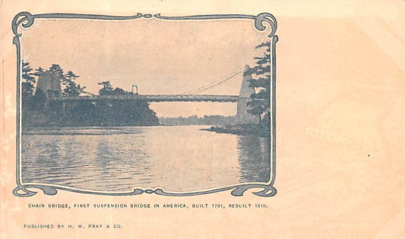 Chain Bridge First Suspension Bridge, Private Mailing Card (1898 - 1901 ...