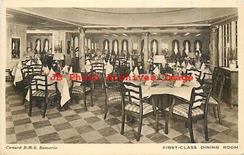 Cunard Line Steamship, RMS Samaria, First-Class Dining Room Interior ...