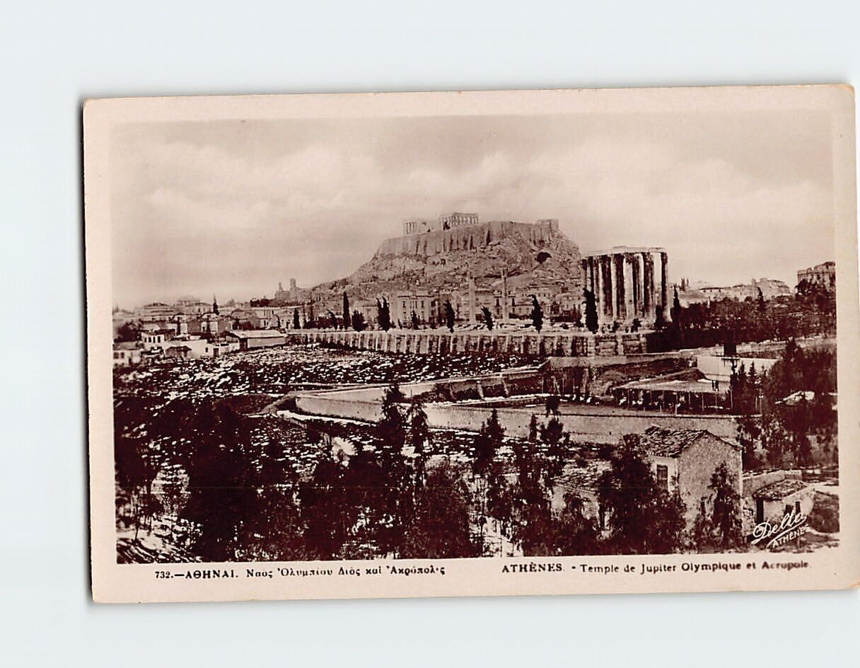 Postcard Temple of Olympian Jupiter and Acropolis, Athens, Greece ...