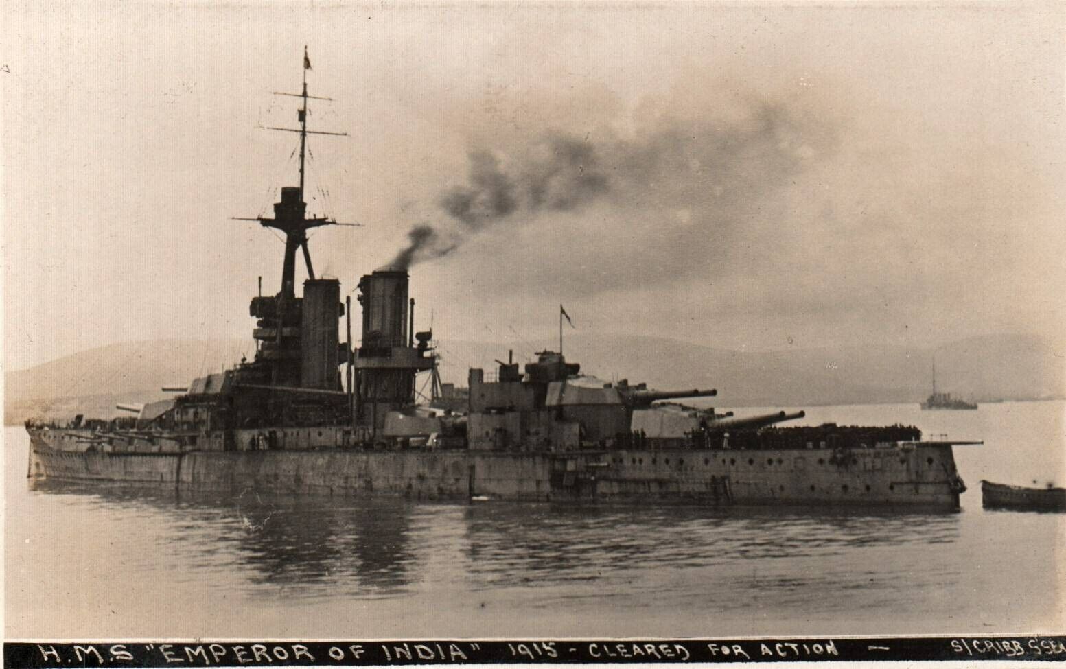RPPC Photo British Royal Navy HMS Emperor of India - Cleared for Action ...