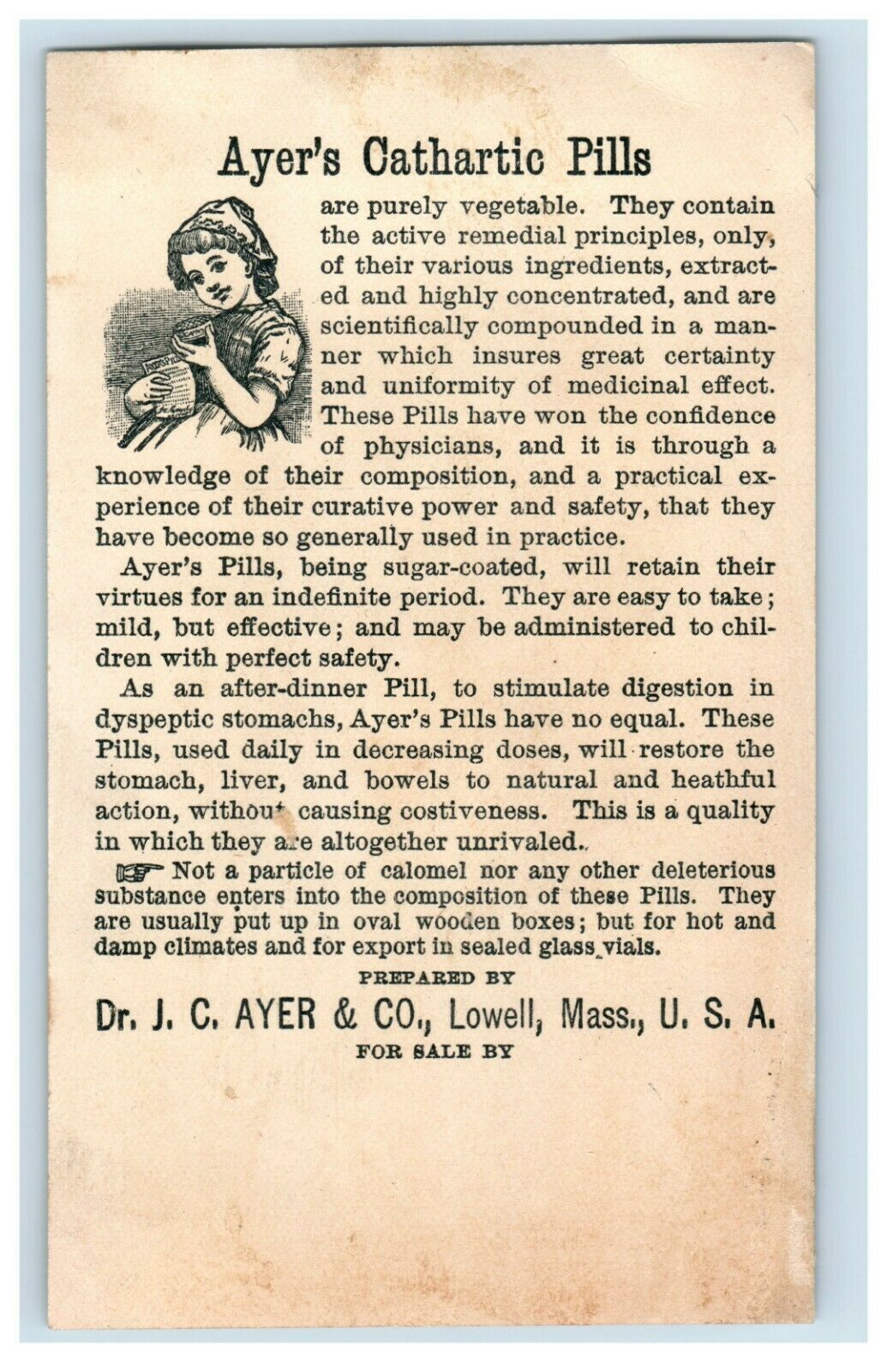 1880's-90's Ayer's Cathartic Pills Quack Medicine Lovely Child P172 ...