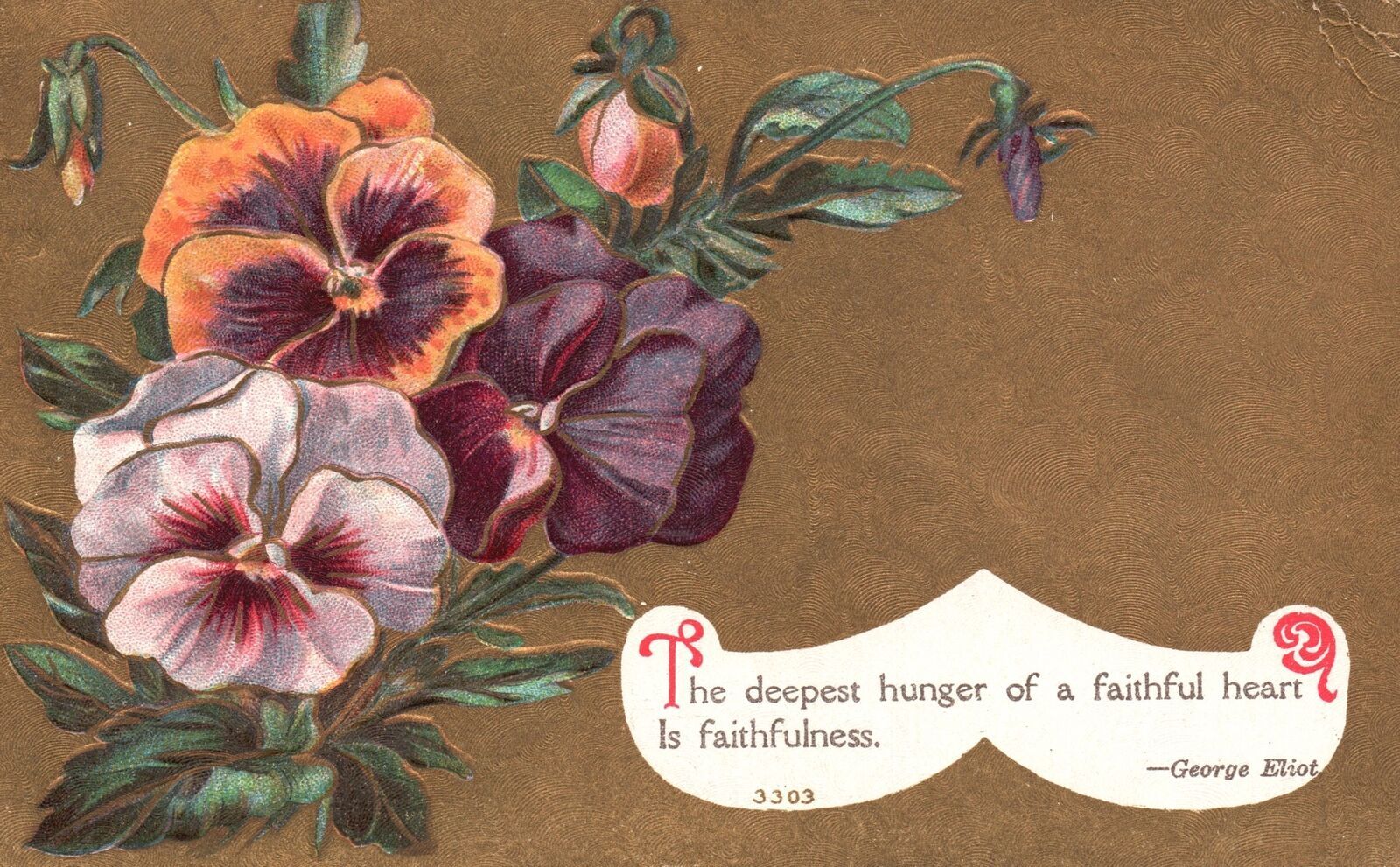 Vintage Postcard 1912 Pansies Large Print The Deepest Hunger of ...