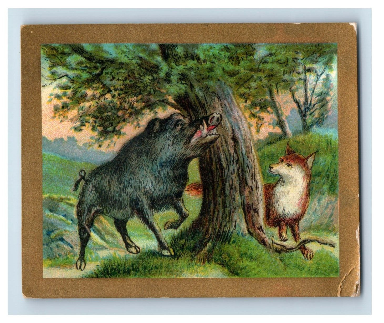 1890s Fable Series The Wild Boar And The Fox Cigarette Card F173 ...
