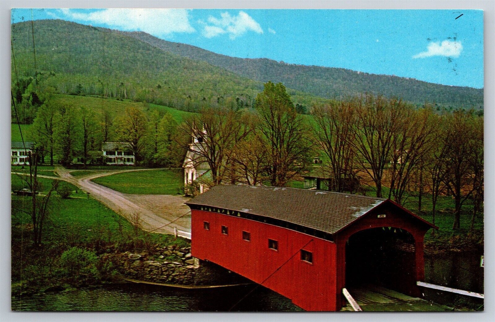 Covered Bridge Green Church Battenkill River West Arlington VT Postcard ...