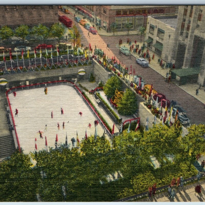 1951 New York City NY Rockefeller Center Plaza Ice Skating Rink ...