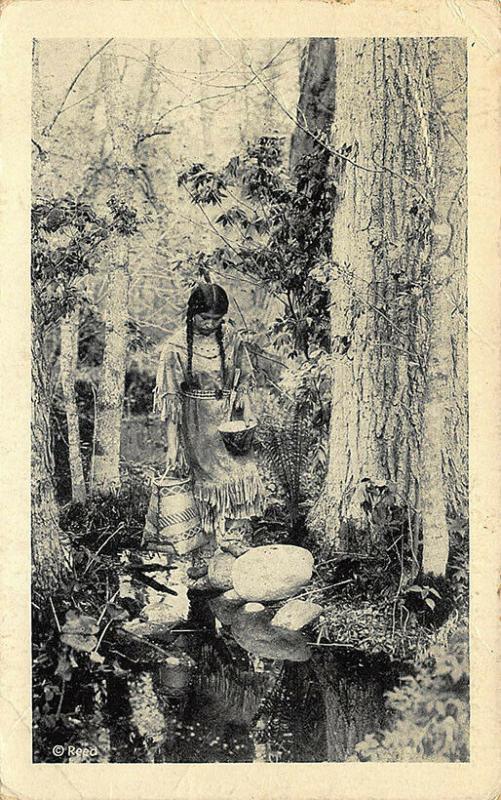 Hertel WI Native Americans Woman Carrying Water real photo postcard ...