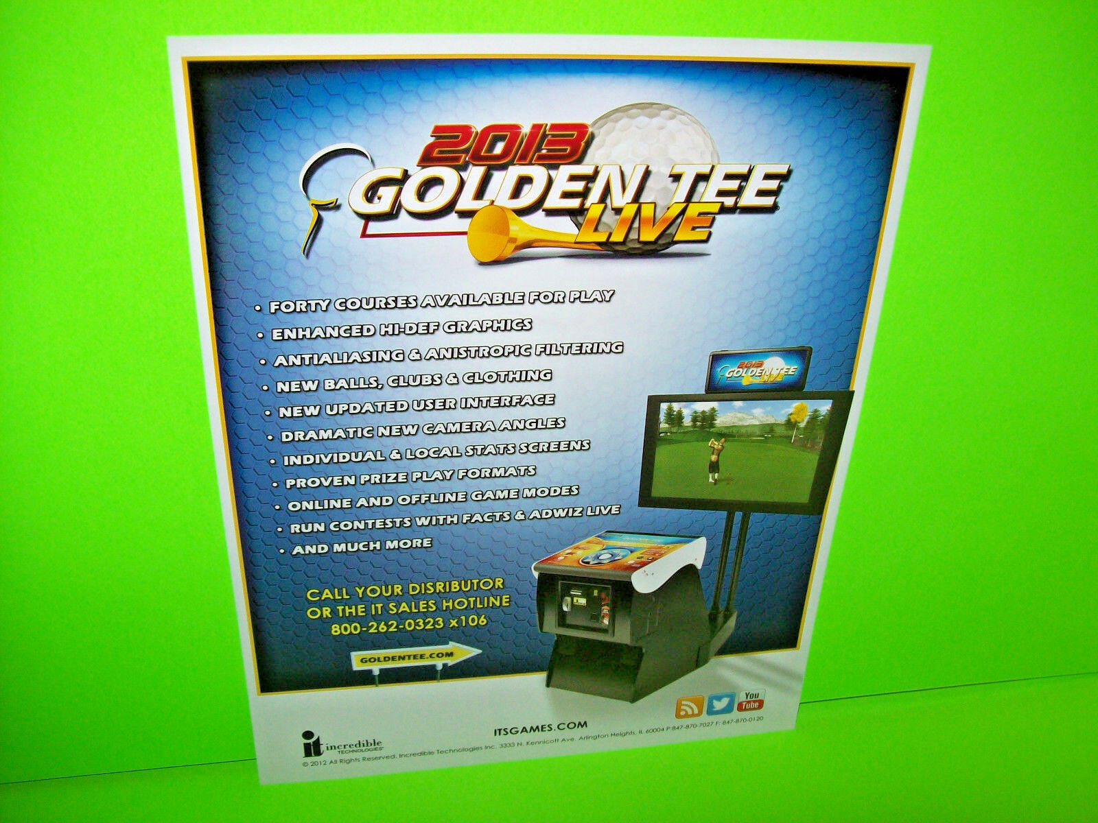 Incredible Tech 2013 GOLDEN TEE LIVE Original Arcade Game Flyer Retro ...