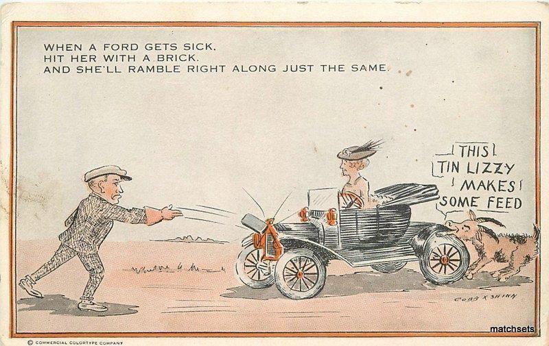 Auto Humor C-1915 Cobb Shinn Ford Model T Goat postcard 6626 | Topics ...