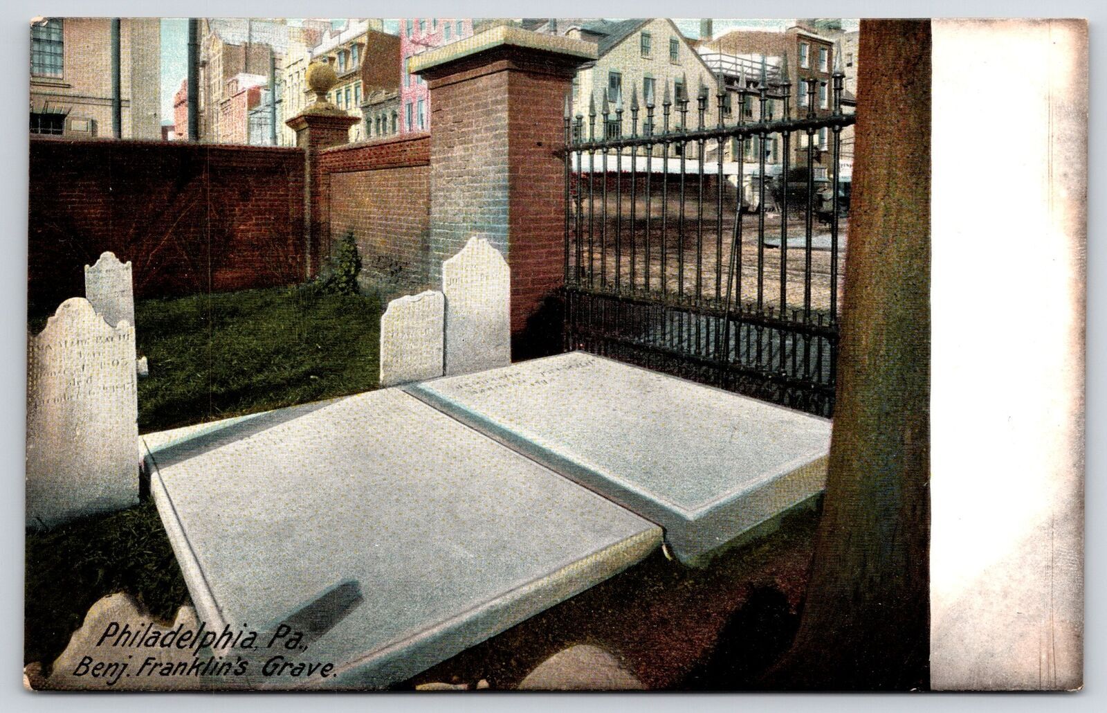 Philadelphia Pennsylvania PA Benjamin Franklin's Grave Burial Grounds ...