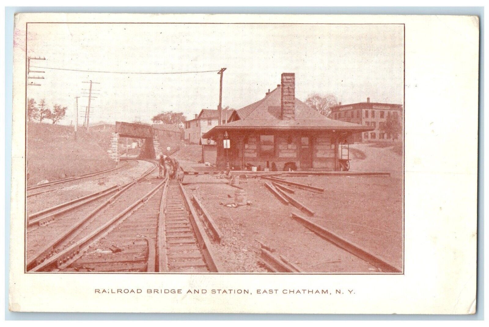 1908 Railroad Bridge And Station Depot East Chatman New York NY Antique ...