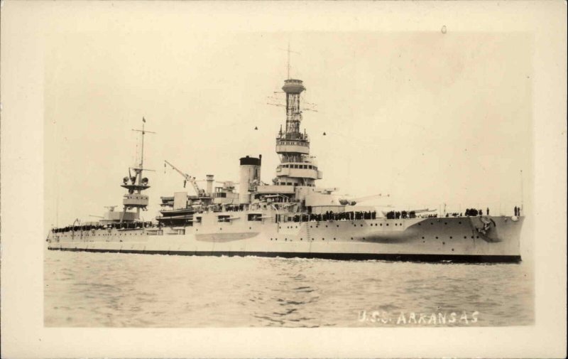 US Navy Battleship USS Arkansas c1920s-30s Real Photo Postcard | Topics ...