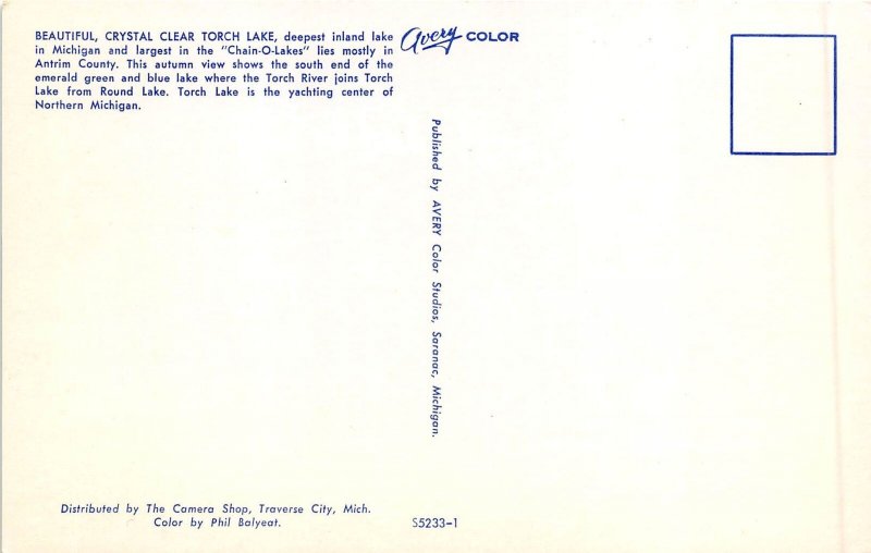 Torch Lake Michigan 1960s Postcard Aerial View | United States ...