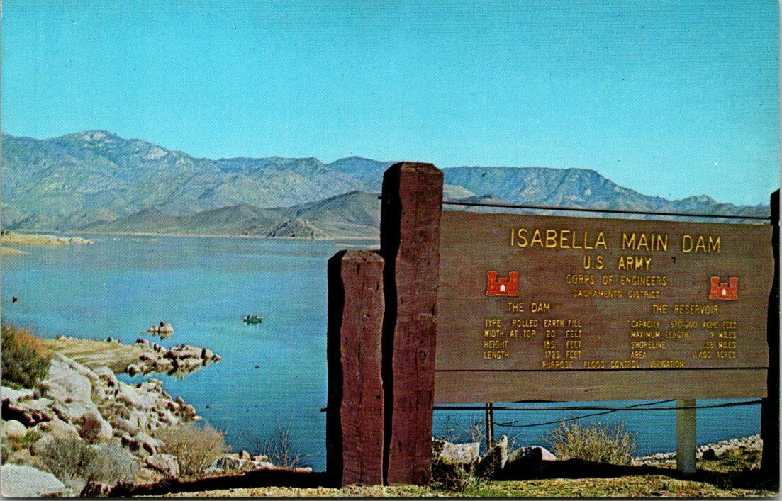 Vintage Postcard Lake Isabella Main DAM Maintained by US ARY Corps of ...