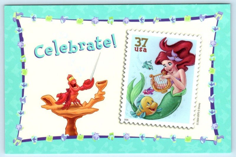 DISNEY "Celebrate" ARIEL ~ LITTLE MERMAID Sebastian Stamp 2005 - 4"x6 ...