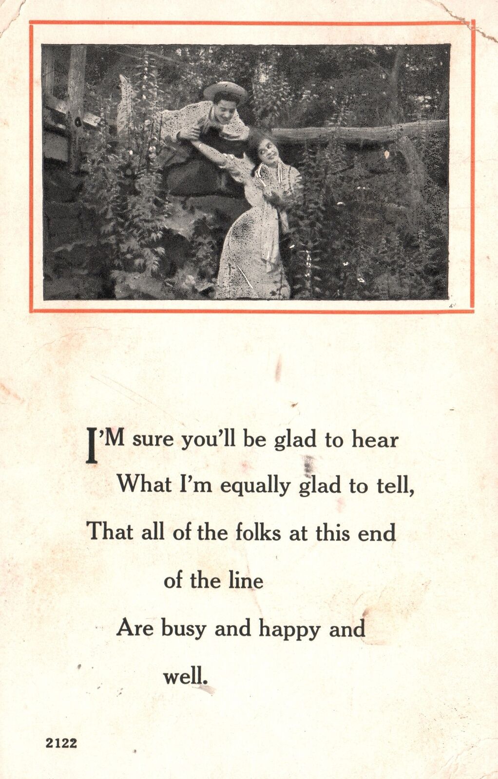 Vintage Postcard 1920's Lovers Couple At The Garden Dating Poem For ...