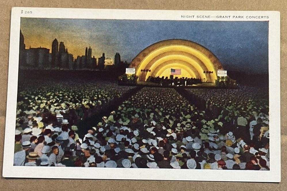 Vintage .01 Postcard Unused - Grant Park Concerts, Night Scene, Chicago ...