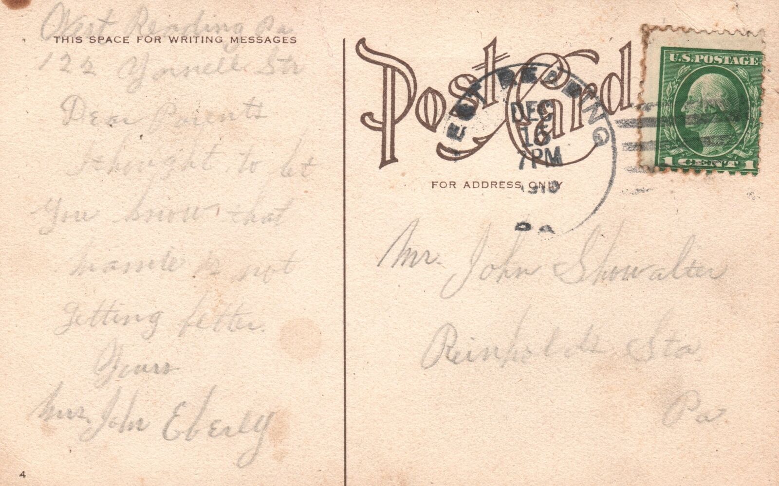 Vintage Postcard Good Luck Card Bunch Of Flowers Purple In Color With ...