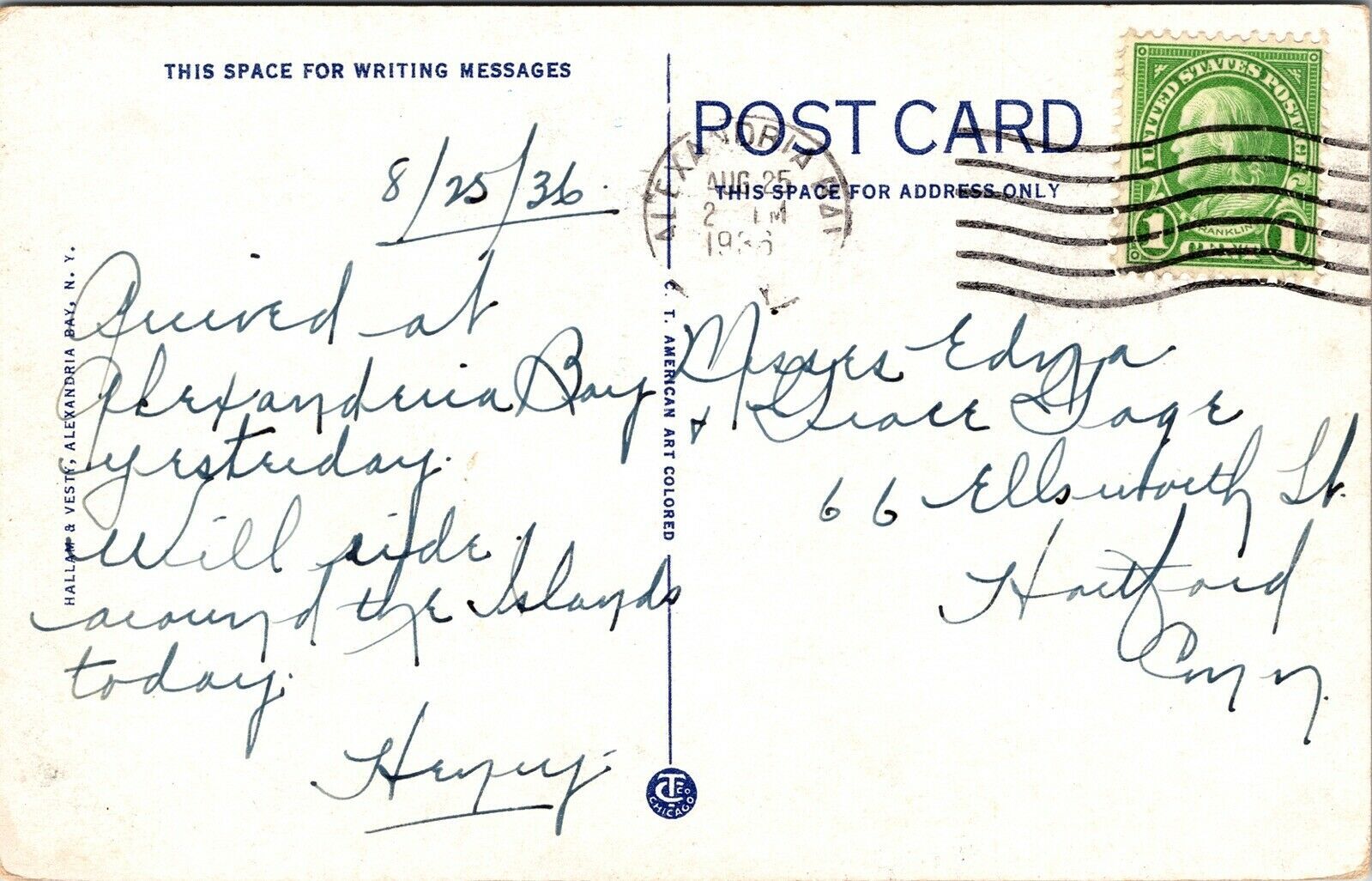 Castle Rest Pullman Estate FO Lowden Thousand Islands WB Postcard ...