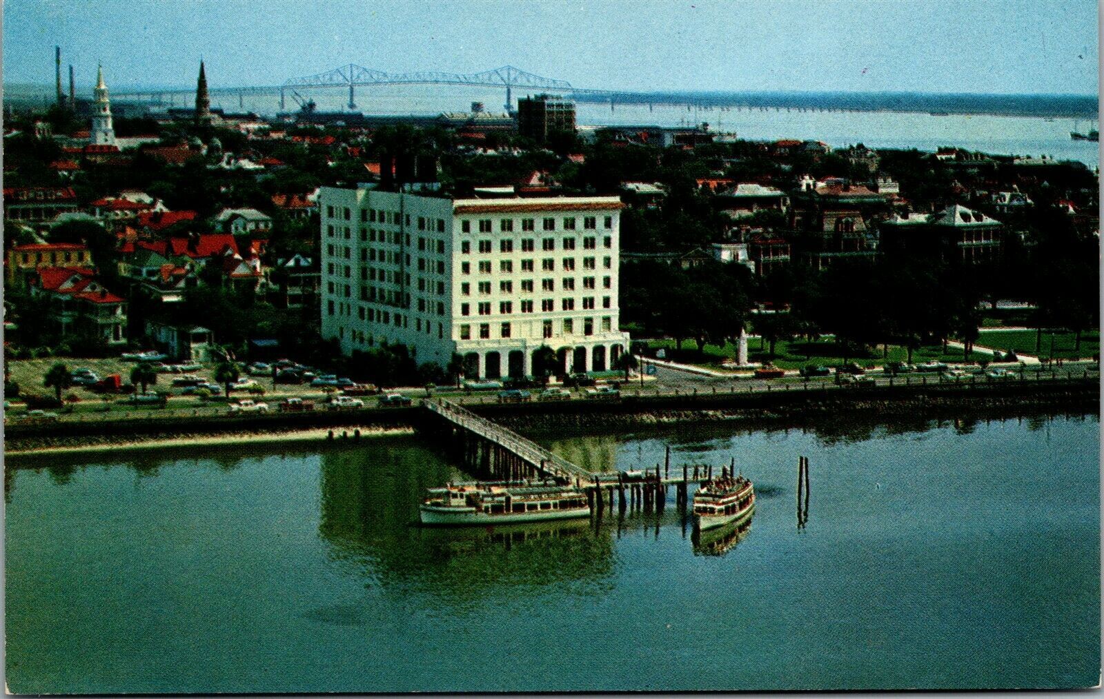 Vtg Charleston South Carolina SC Hotel Fort Sumter Waterfront Dock Boat ...