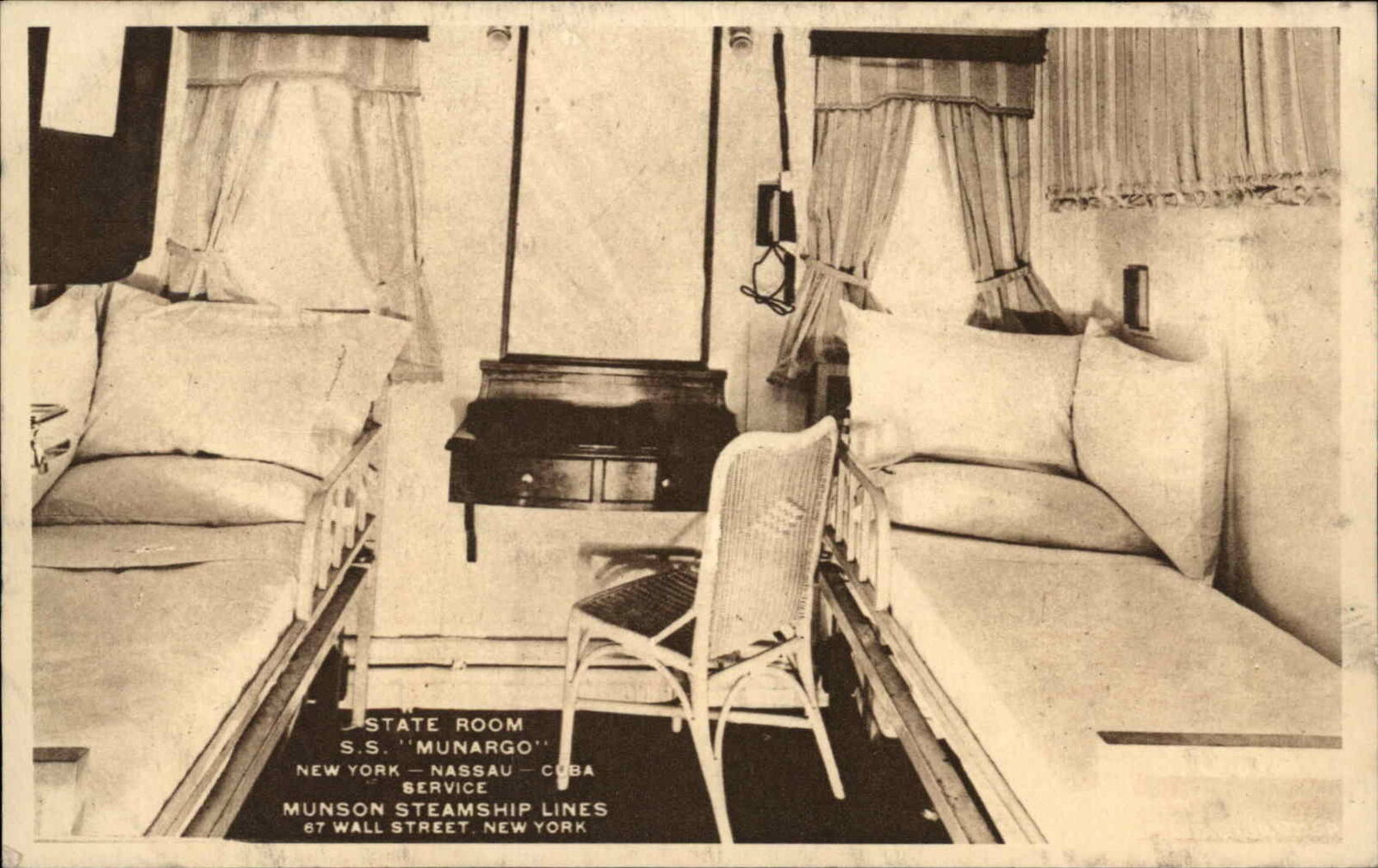 Vintage Postcard Monson Steamship Lines S.S. Munargo SHIP STATE ROOM ...