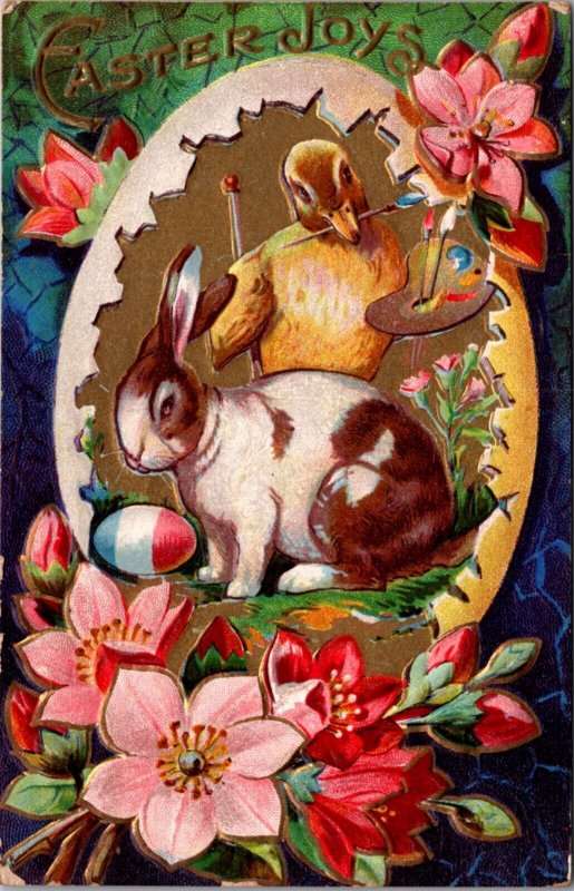 Easter PC Brown and White Bunny Rabbit French Flag Painted Egg Duck ...